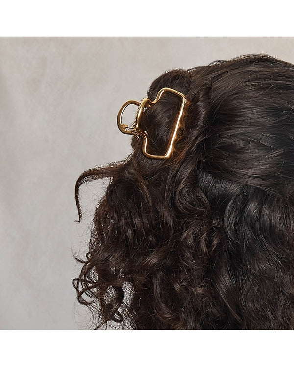 Kitsch Metal Medium Open Shape Puff Claw Clip - Gold - Dancewear Centre