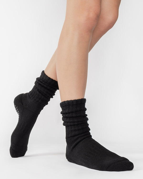 Pointe Studio Slouch Crew Grip Sock - Womens - Black - Dancewear Centre