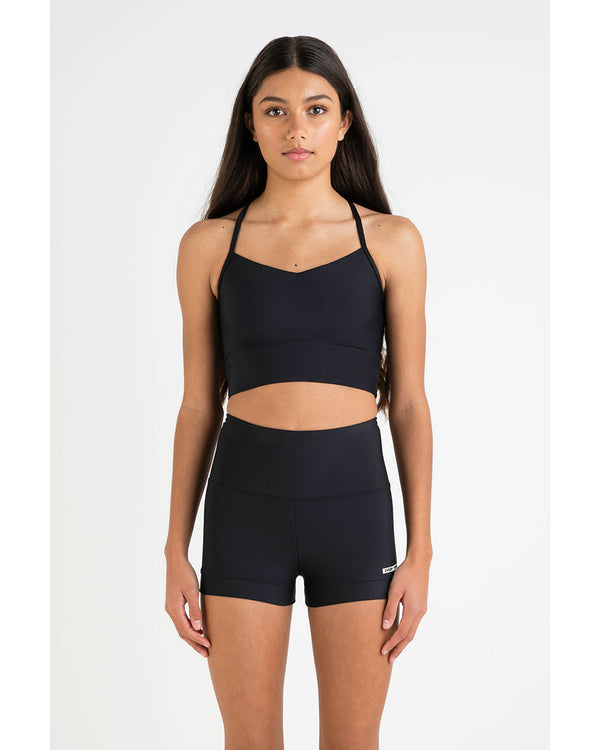Every Turn Long Line Cropped Singlet Top - Girls - Black - Dancewear Centre